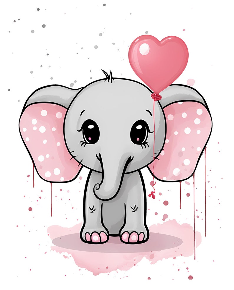 Cute Pink Elephant Watercolor PNG Clipart Pink Elephant - Etsy