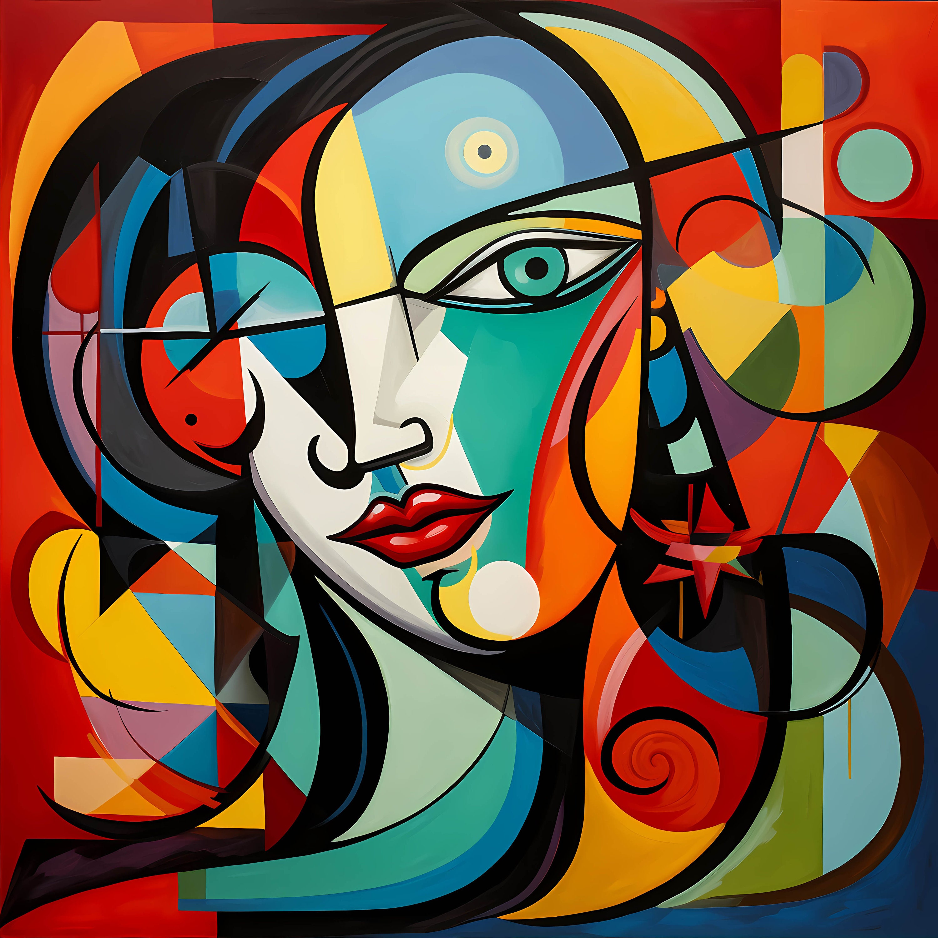 Vibrant Abstract Art Woman Face Board Print Portrait Bundle, Vibrant ...