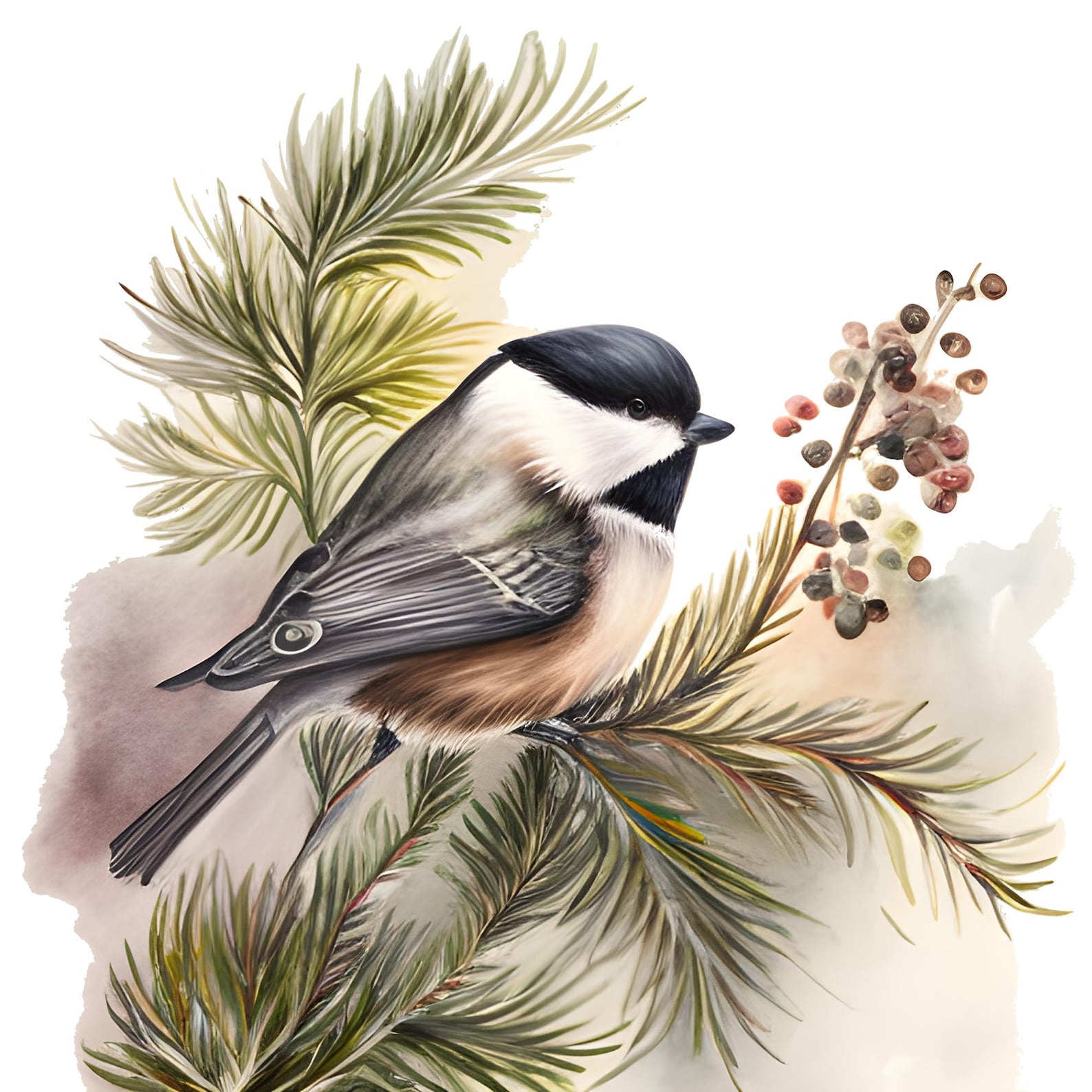 Chickadee Bird Watercolor PNG Clipart Bundle, Cute Colorful Chickadee ...