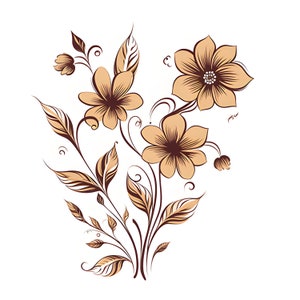 Watercolor Boho Simple Flowers, Bohemian Flowers Beige Bouquet Clipart ...