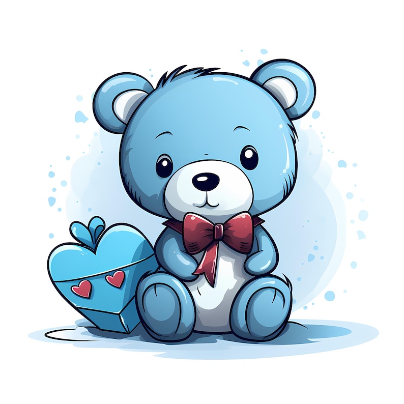 Cute Blue Teddy Bear Watercolor PNG Clipart, Teddy Bear Birthday ...