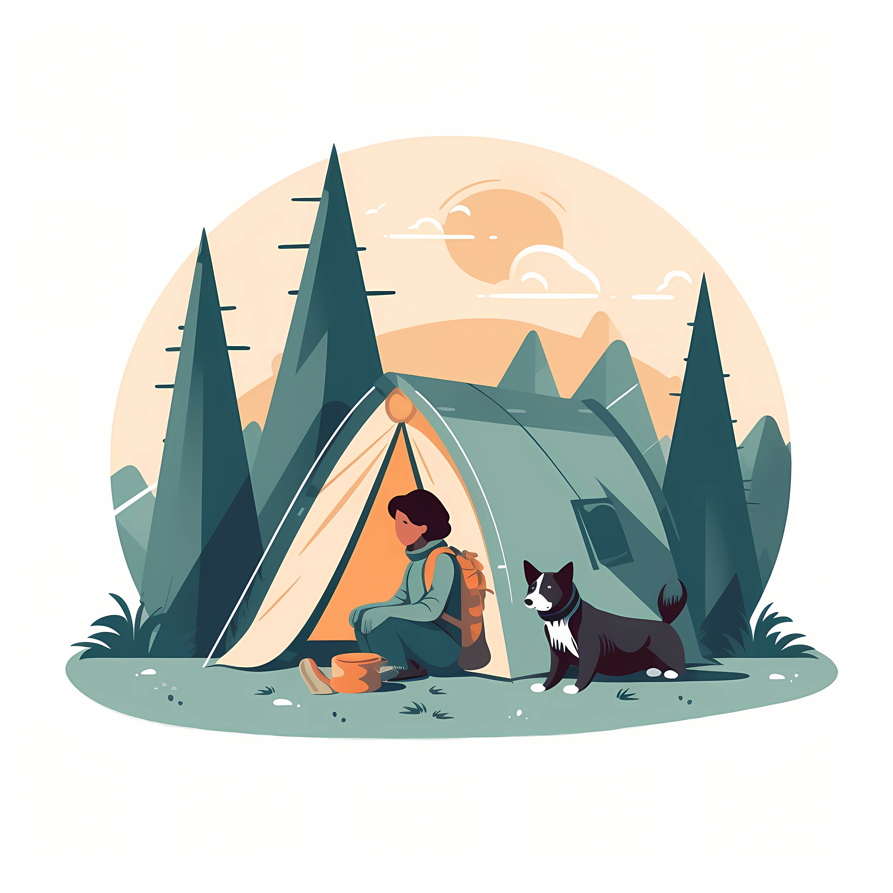 Camping Picnic Drawing Clipart Bundle Person Camping With - Etsy