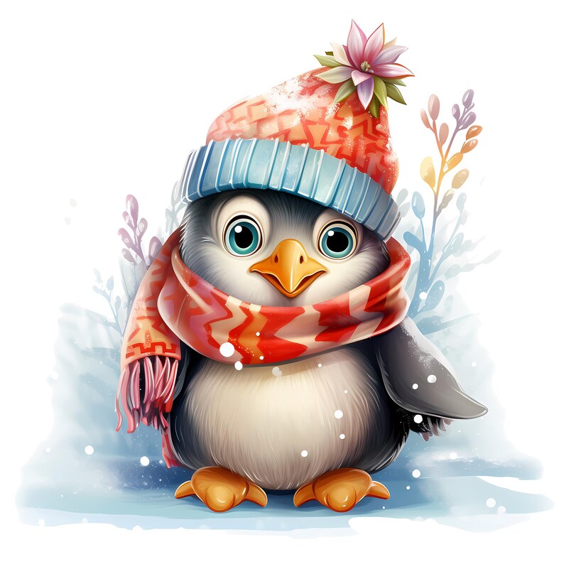 Cute Little Penguin Watercolor PNG Clipart Funny Penguin With - Etsy