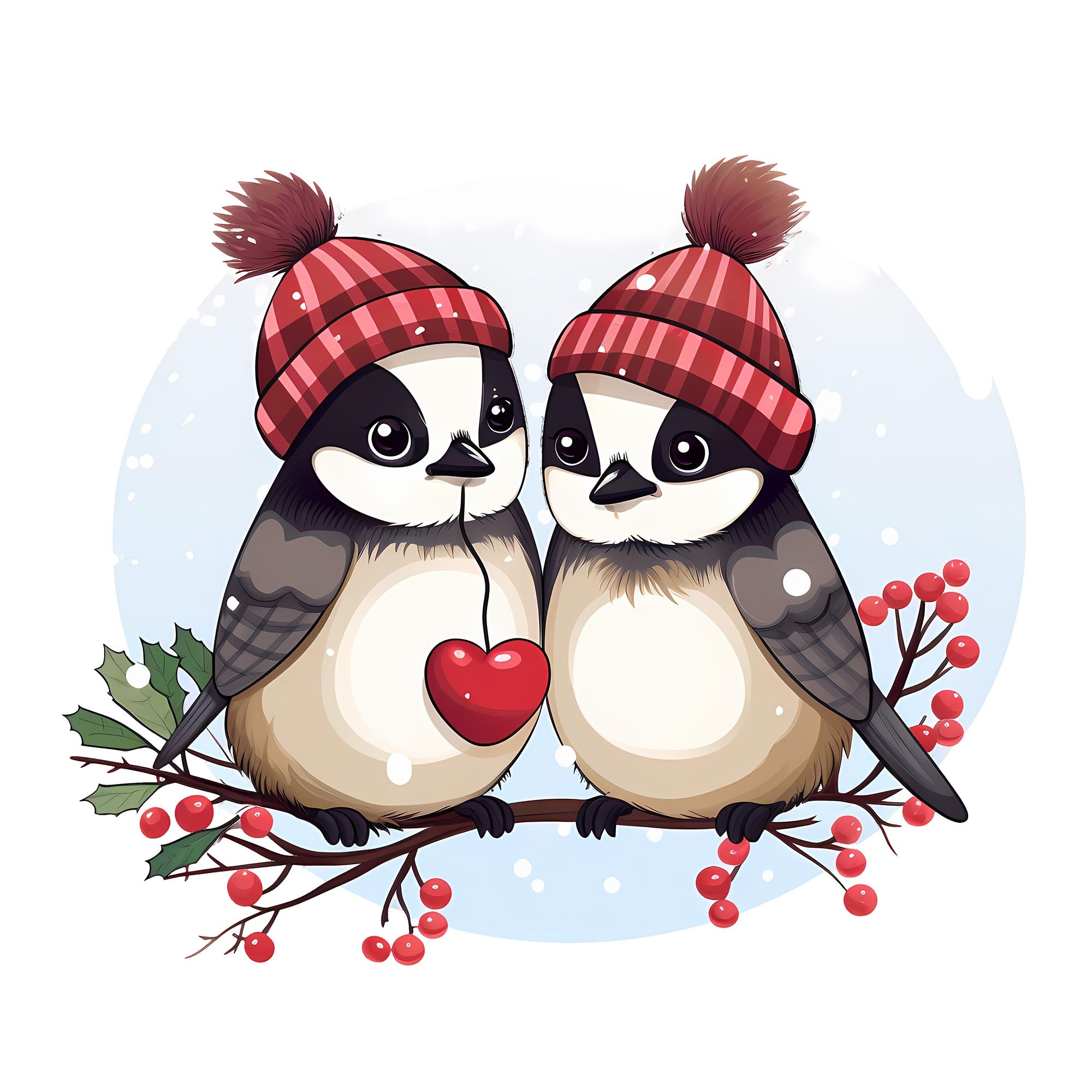 Happy Chickadee PNG Clipart Bundle, Christmas Cards Chickadee Set ...