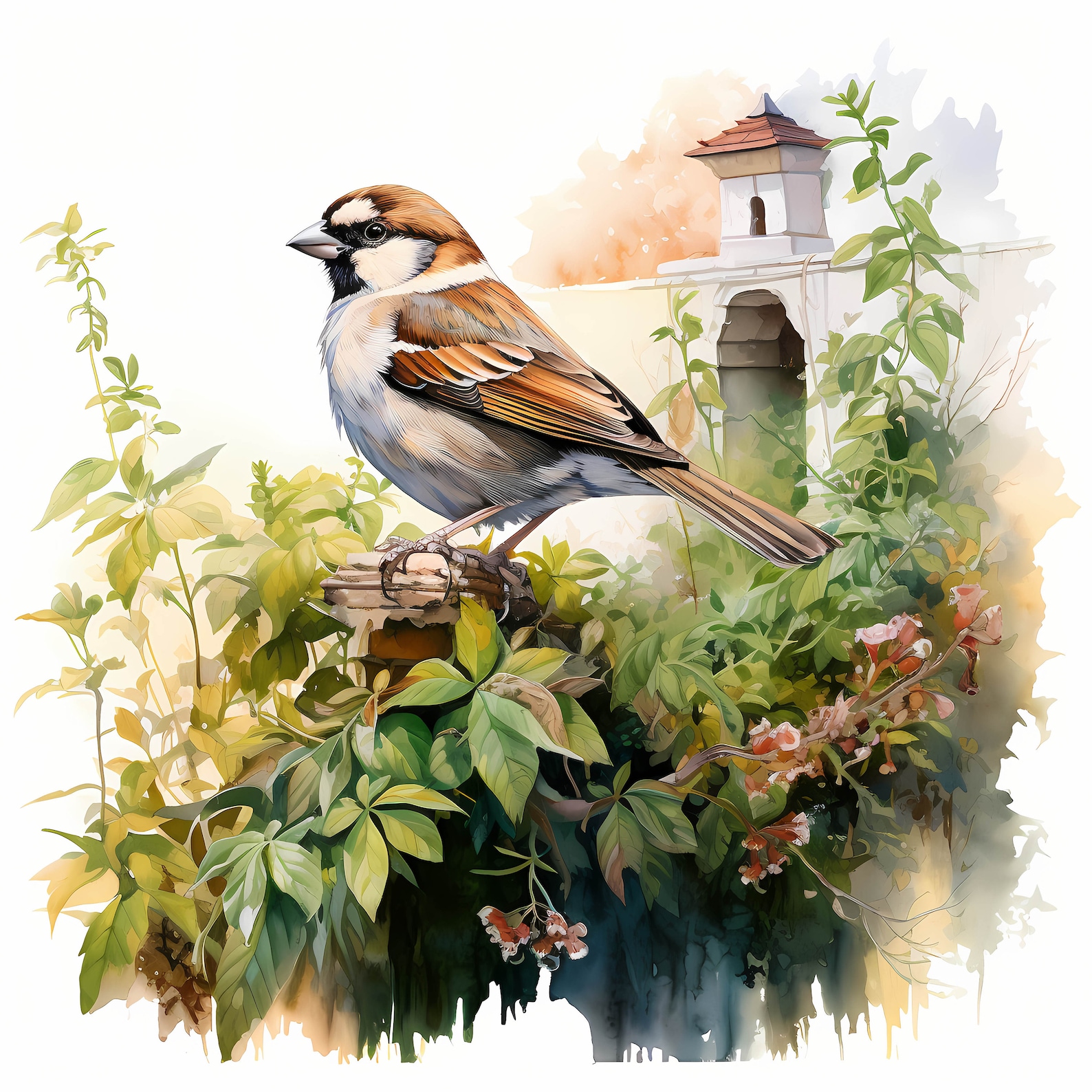 Sparrow Watercolor Clipart Bundle, Colorful Sparrow Set, Nursery Decor ...