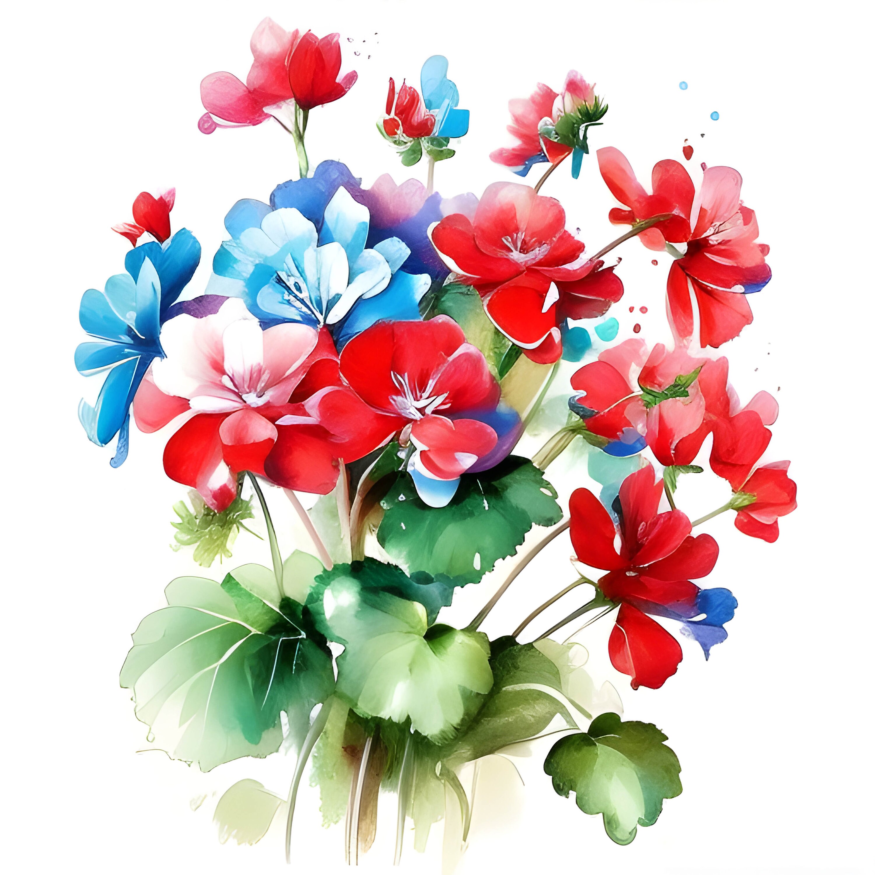 Geranium Watercolor Clipart, Watercolor Floral Clipart, Geranium Bundle ...