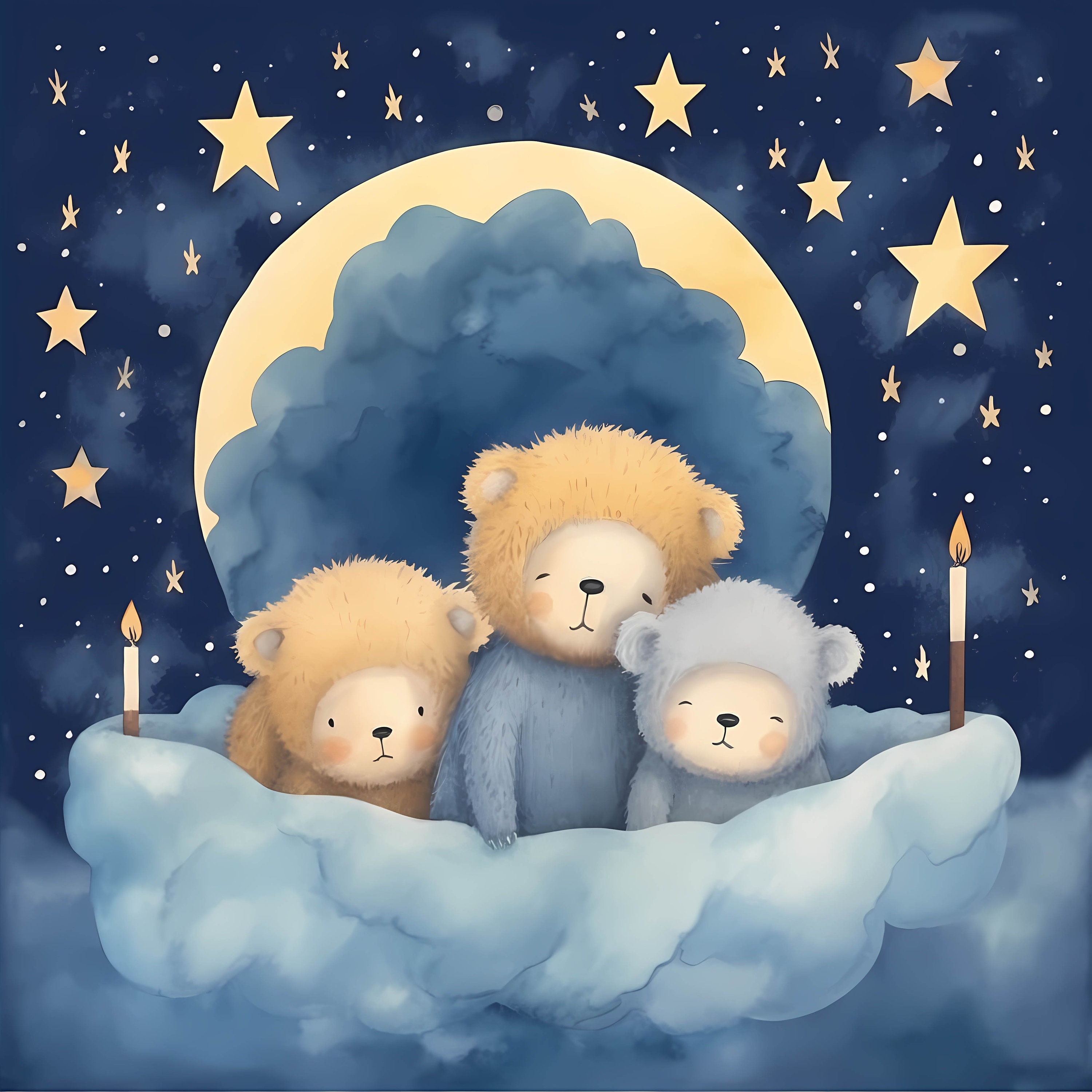 Adorable Sleeping Teddy Bear Clipart Bundle Cute Sleeping - Etsy