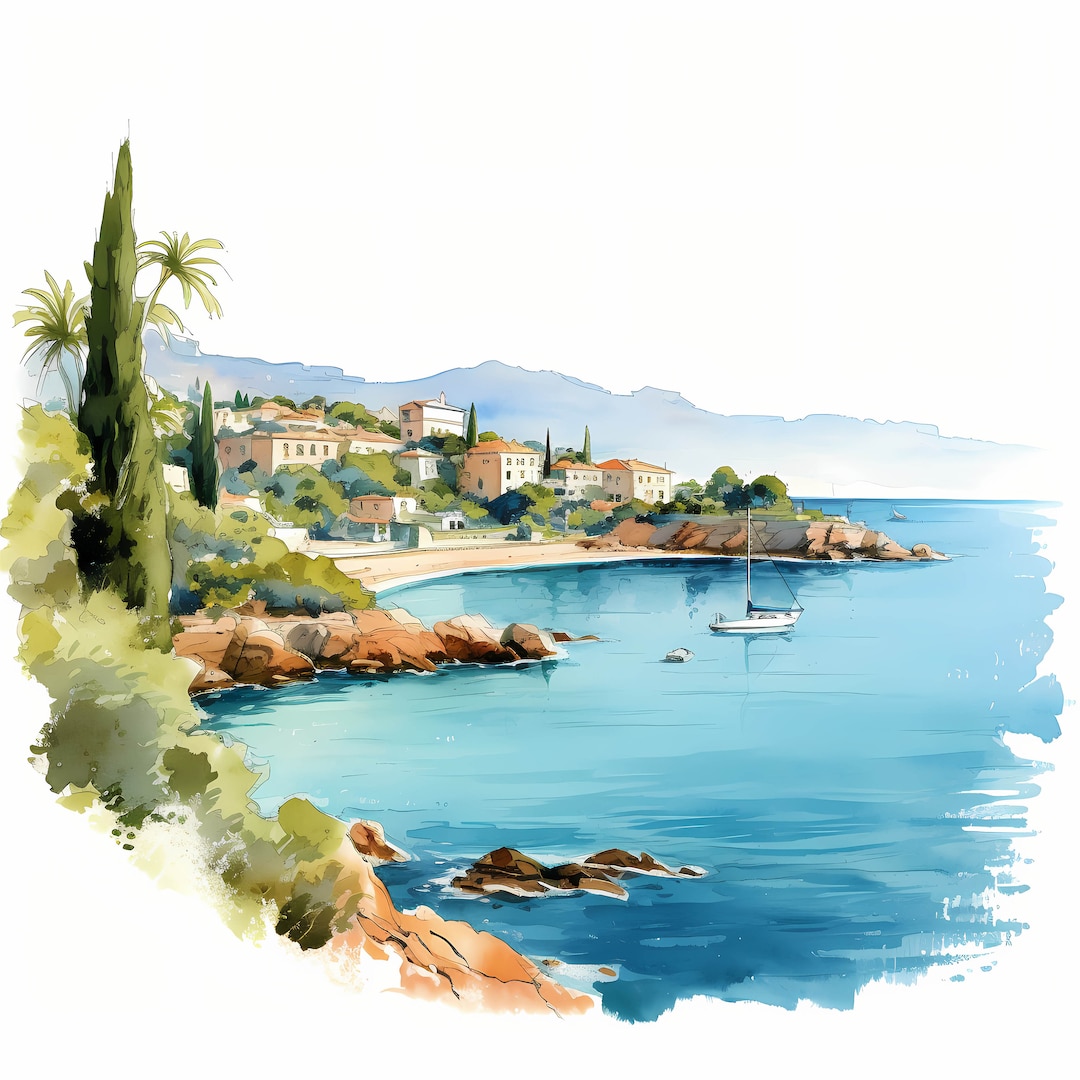 Beautiful Mediterranean Landscape Watercolor Clipart Bundle, French ...