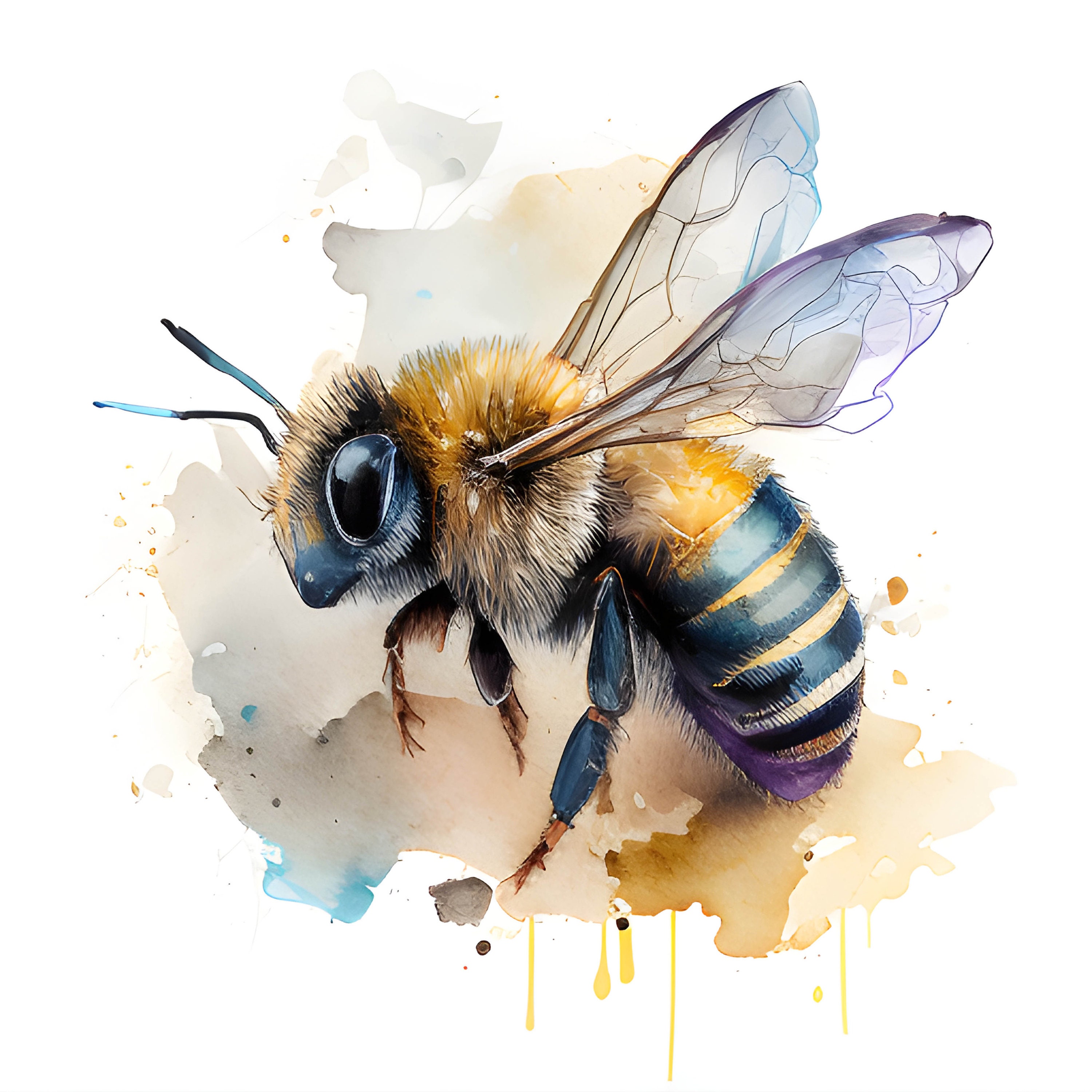 Watercolor Bumblebee Clipart, Cute Garden Honey Bee Clipart, Nursery ...