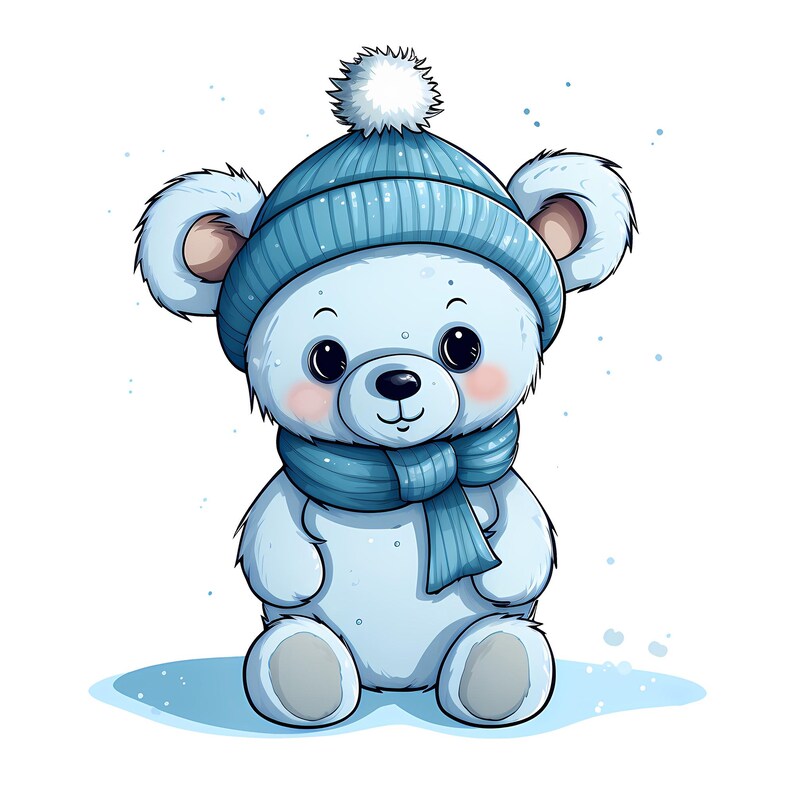 Cute Blue Teddy Bear Watercolor PNG Clipart, Teddy Bear Birthday ...