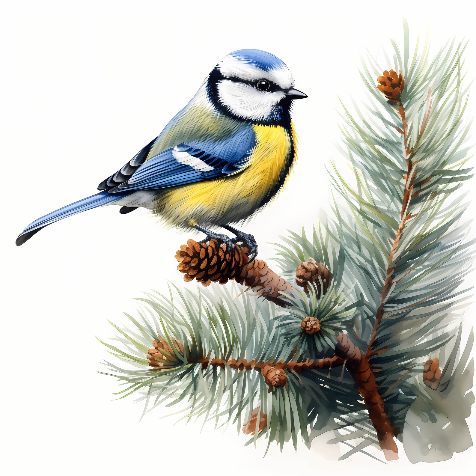 Blue Tit Watercolor Clipart Bundle, Colorful Blue Tit Set, Nursery ...
