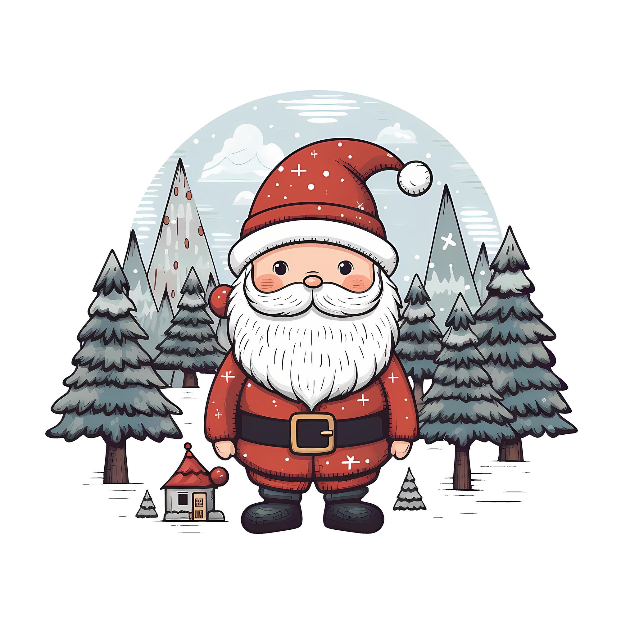 Watercolor Santa PNG Clipart Bundle Cute Santa Christmas - Etsy