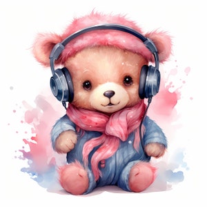 Adorable Teddy Bear Watercolor Clipart Bundle, Cute Teddy Bear ...