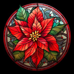 Stained Glass Poinsettia Clipart, Floral Clipart, Poinsettia Set ...