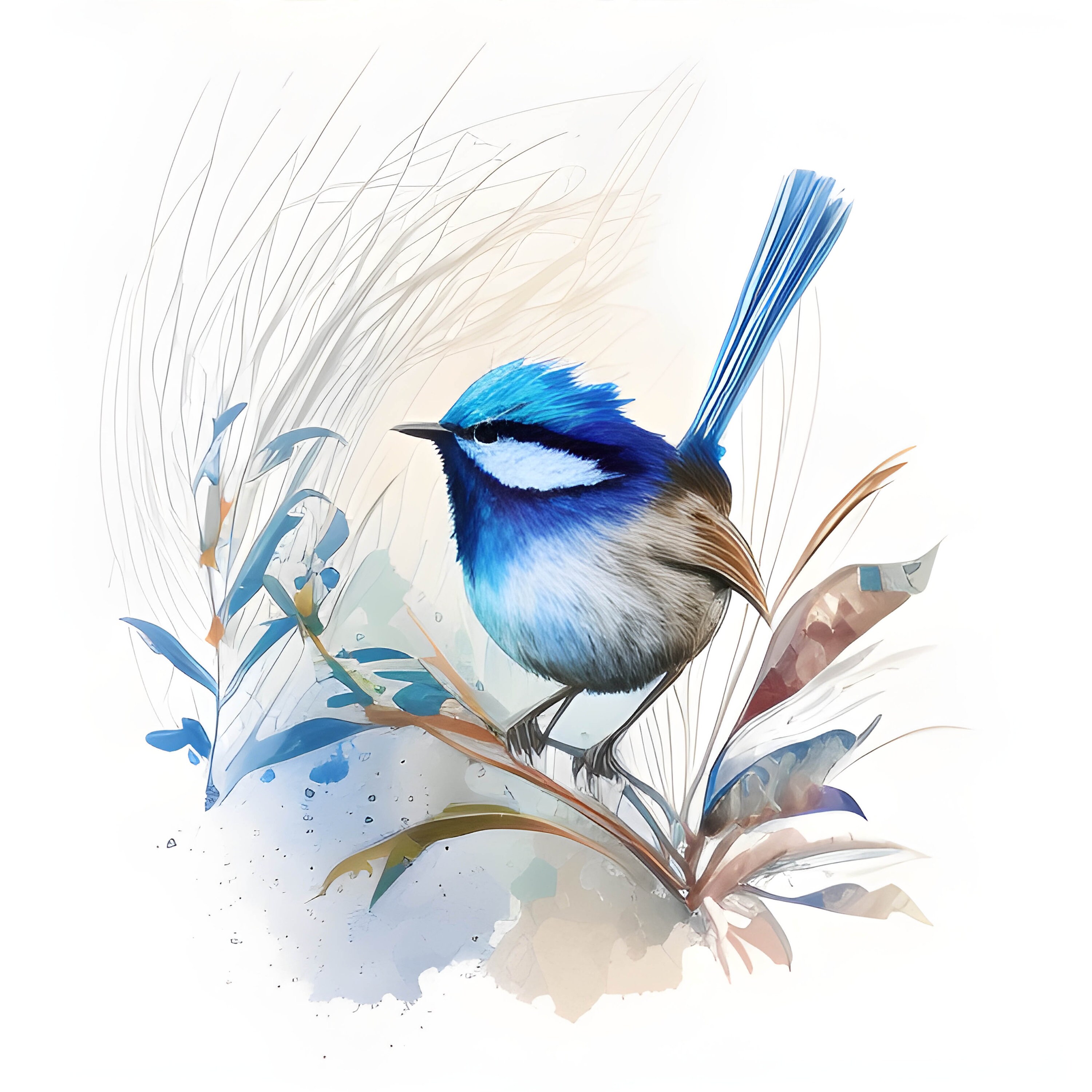 Watercolor Fairy-wren Bird Clipart Fairy-wren PNG Cute - Etsy
