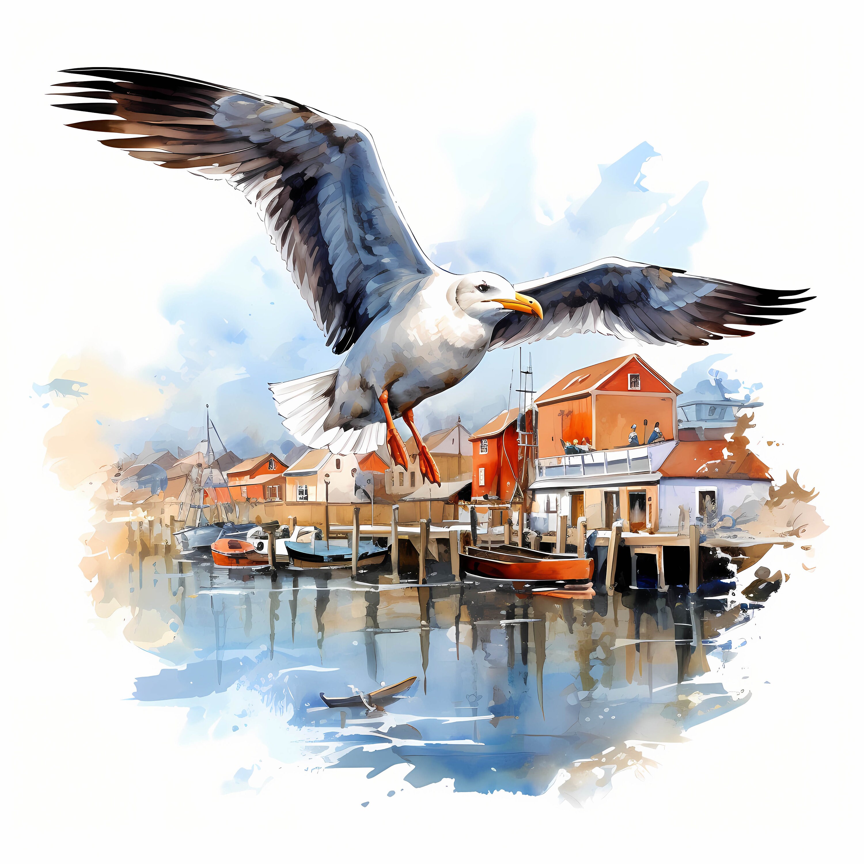 Seagull Watercolor Clipart Bundle, Cute Colorful Seagull Set, Nursery ...
