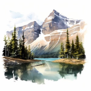 Banff National Park Watercolor Sketch Art Bundle, Banff National Park ...