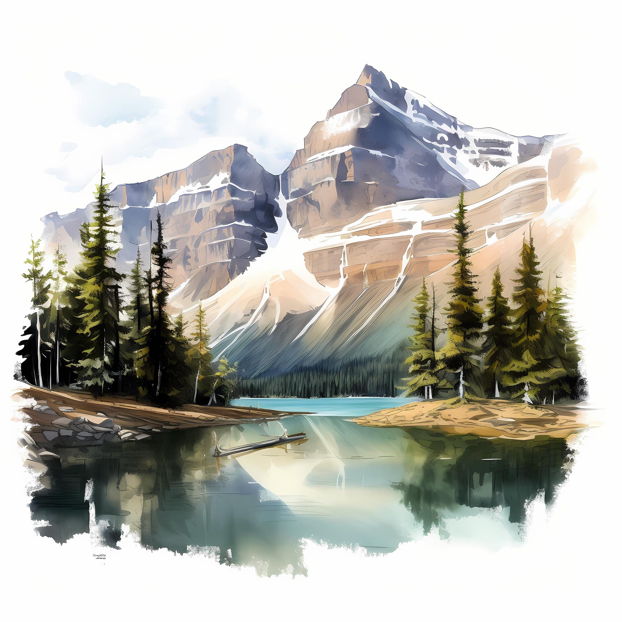 Banff National Park Watercolor Sketch Art Bundle Banff - Etsy