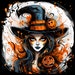 Halloween Cute Witch Watercolor Clipart Bundle, Halloween Witch Dark ...