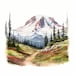 Mount Rainier National Park Watercolor Sketch Art, Mount Rainier ...