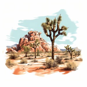 Joshua Tree National Park Watercolor Sketch Art Bundle, Joshua Tree ...