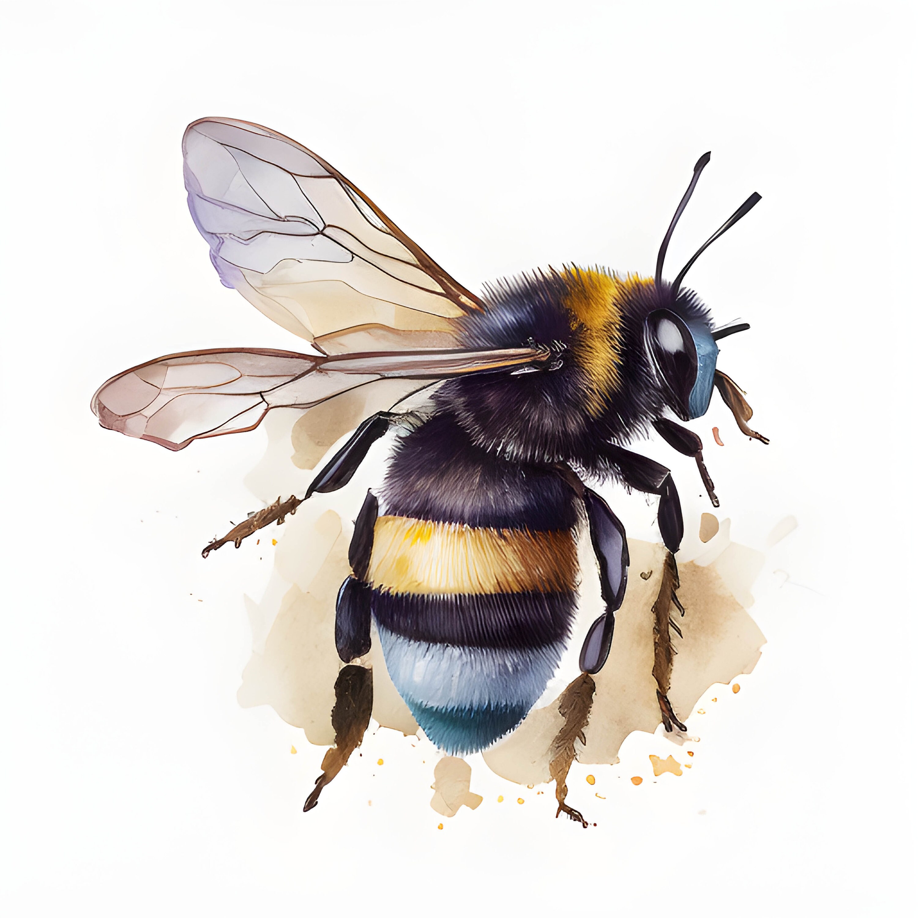 Watercolor Bumblebee Clipart, Cute Garden Honey Bee Clipart, Nursery ...