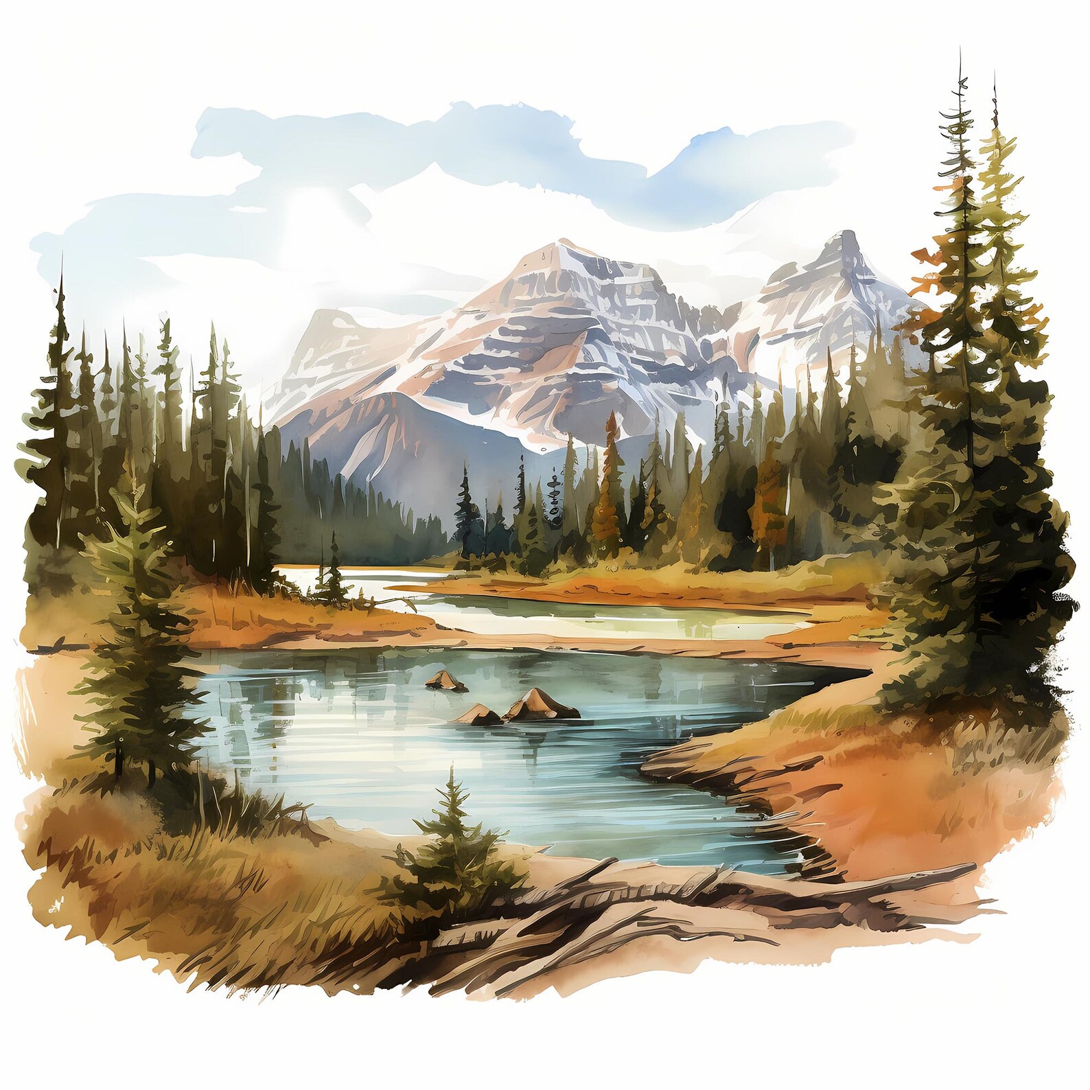 Banff National Park Watercolor Sketch Art Bundle Banff - Etsy