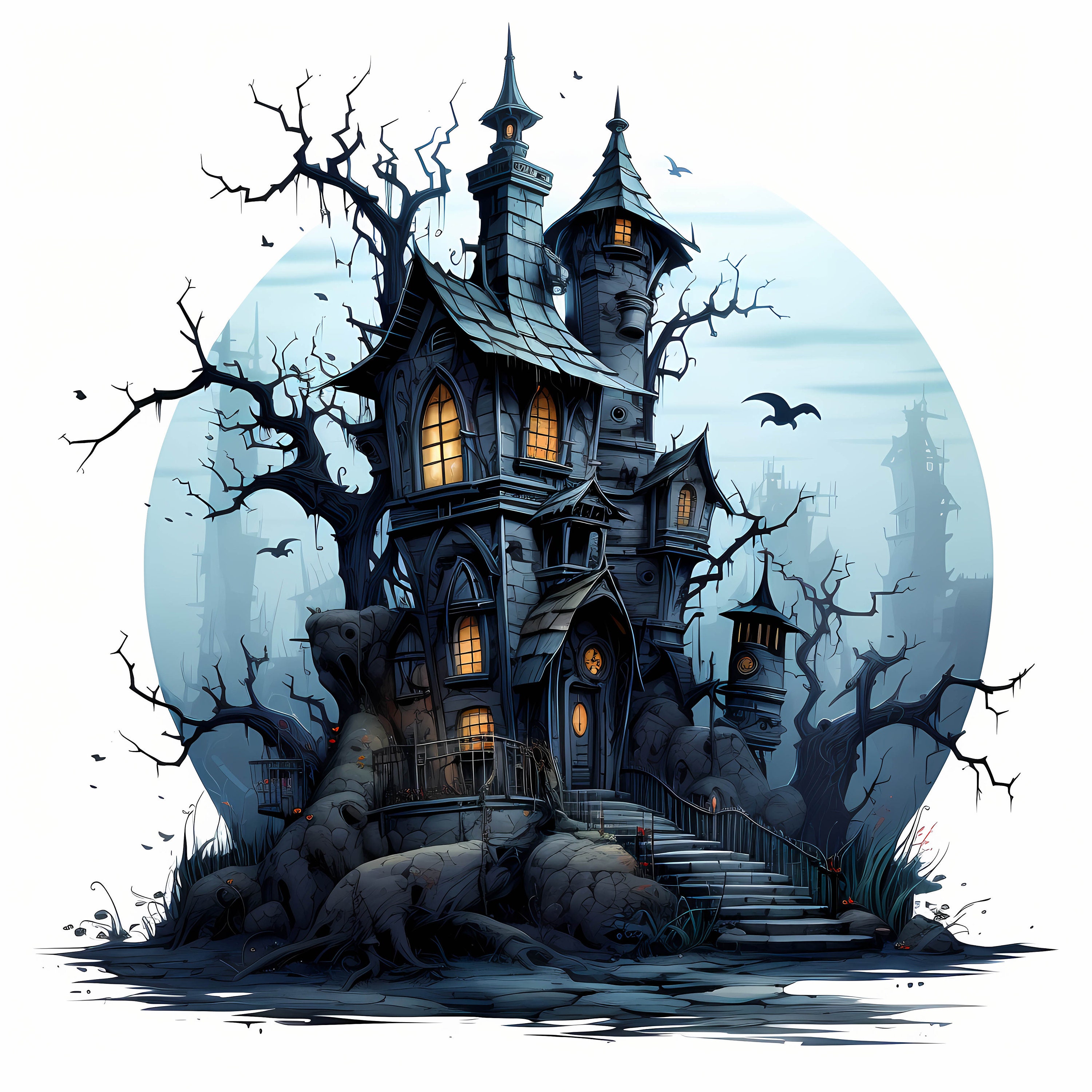 Halloween Spooky Witch House Watercolor Clipart Bundle, Spooky Witch ...