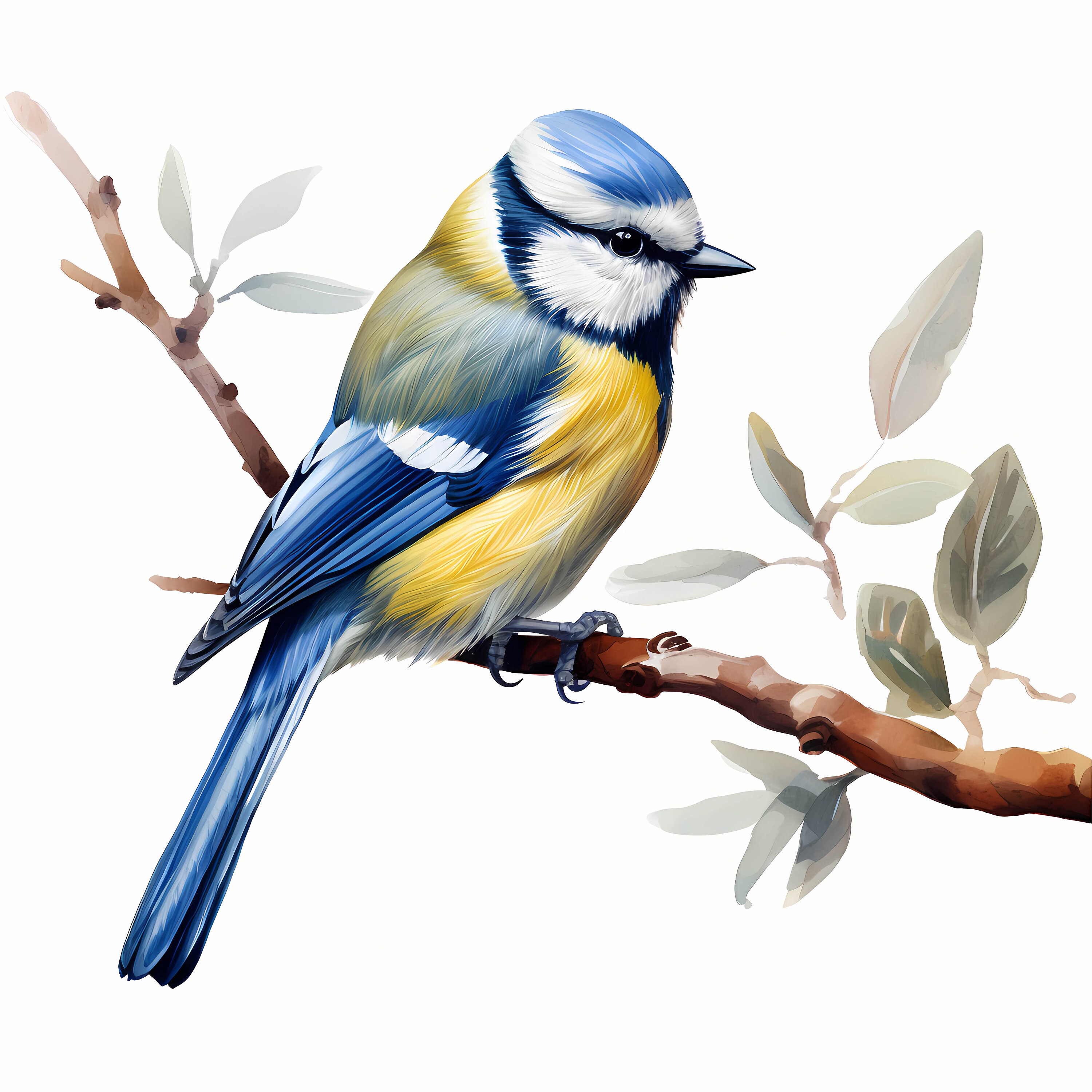 Blue Tit Watercolor Clipart Bundle, Colorful Blue Tit Set, Nursery ...
