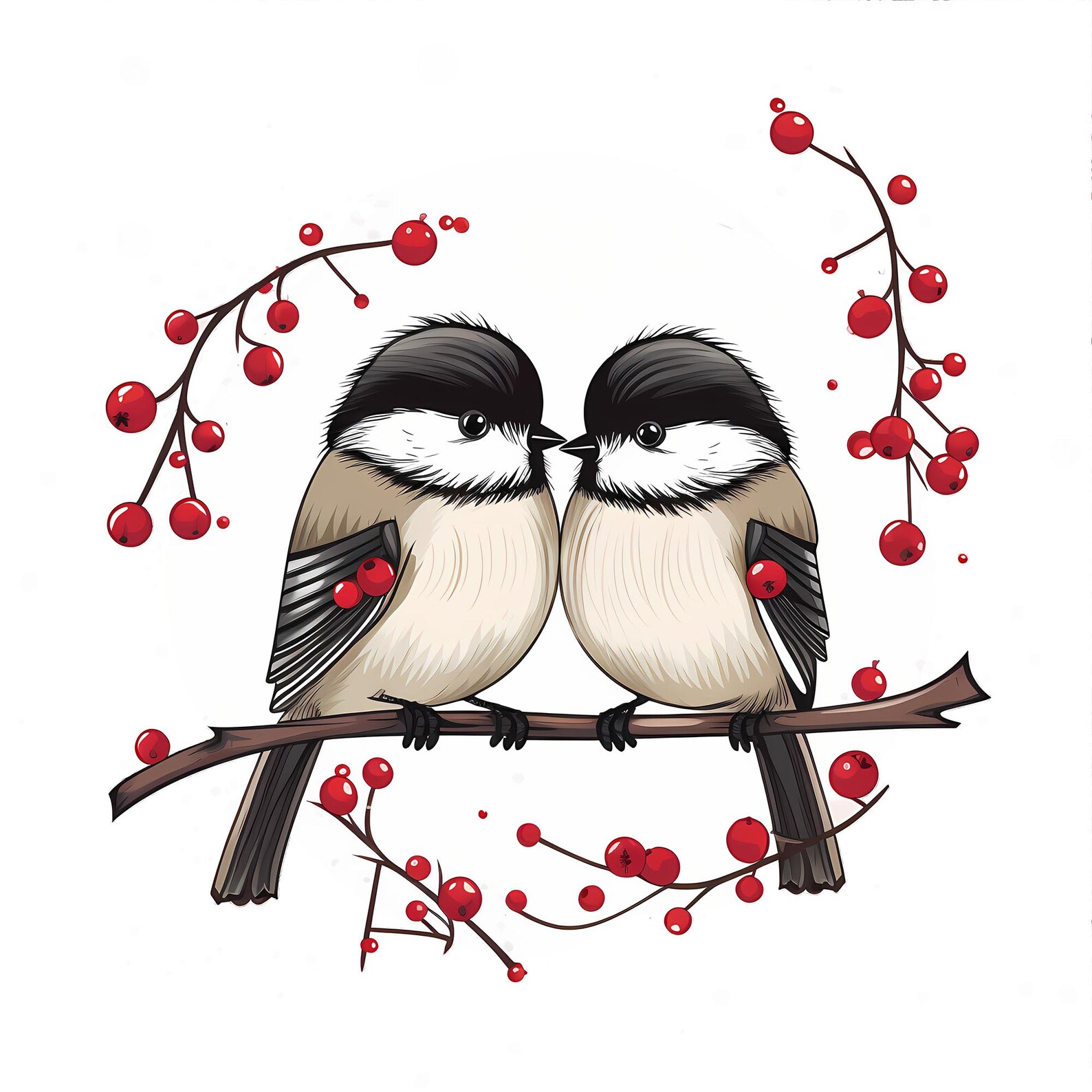 Happy Chickadee PNG Clipart Bundle, Christmas Cards Chickadee Set ...