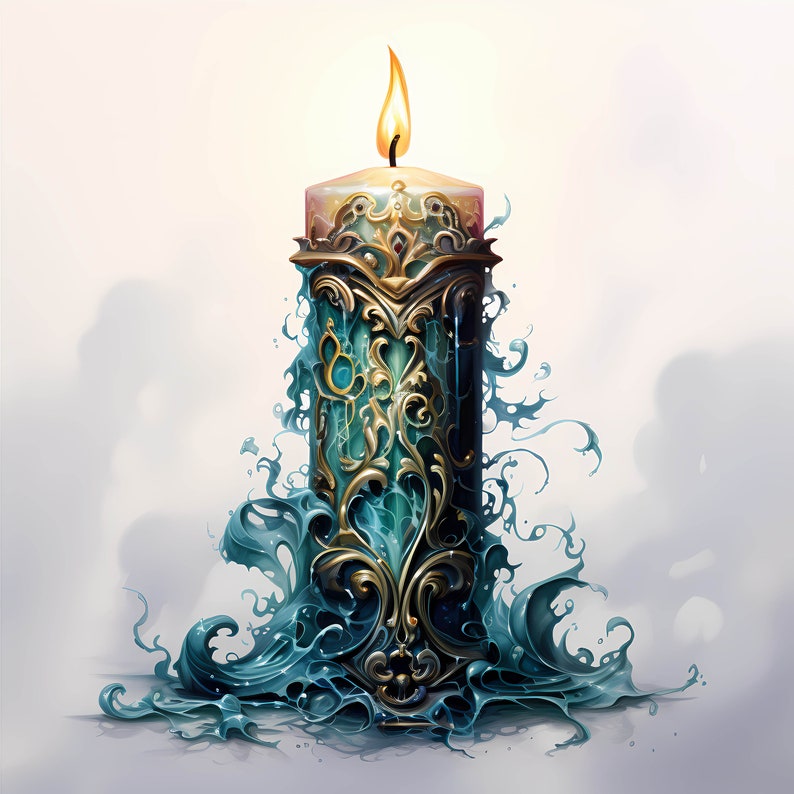 Ritual Candle Watercolor Clipart Bundle, Vintage Watercolor Candle ...