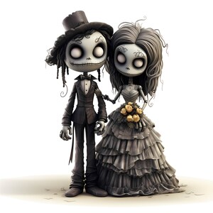 Halloween Spooky Scarecrow With Bride Watercolor Clipart Bundle ...