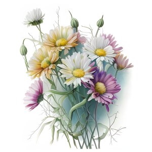 Daisy Watercolor Clipart, Watercolor Floral Clipart, Daisy Clipart ...