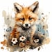Cute Baby Fox Watercolor Clipart Bundle, Fox in Meadow Clipart ...