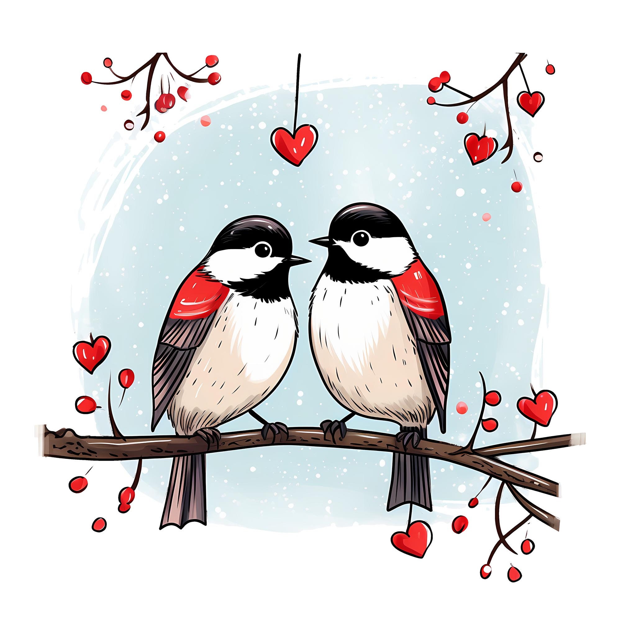 Happy Chickadee PNG Clipart Bundle, Christmas Cards Chickadee Set ...