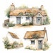 Cornish Cottage Watercolor Clipart, Cottagecore Watercolor Set, Cornish ...