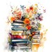Watercolor Stack of Fantasy Books Clipart, Fantasy Books and Flowers ...