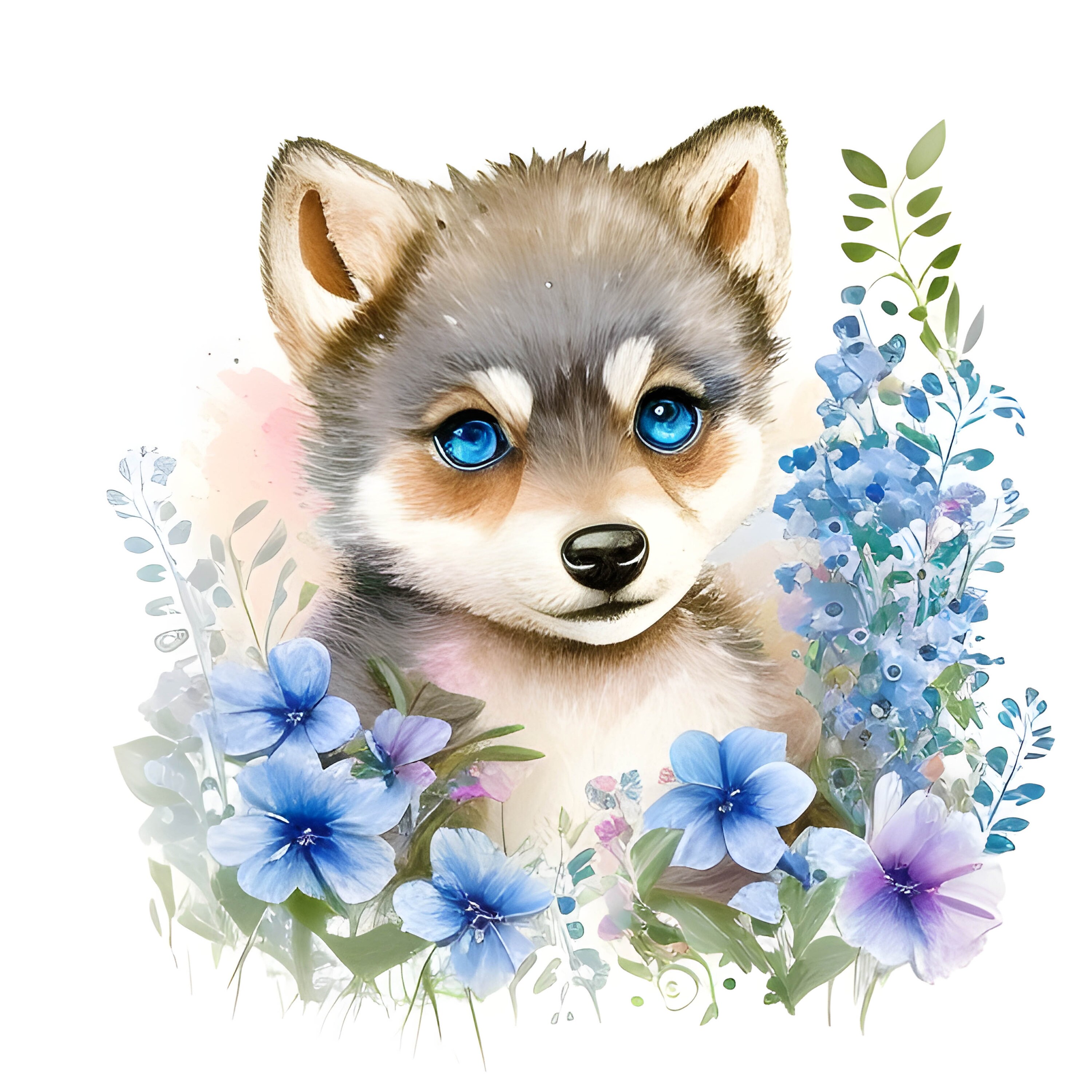 Cute Baby Wolf Watercolor Clipart Bundle Funny Wolf Clipart - Etsy
