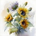 Sunflower Bouquet Watercolor Clipart, Watercolor Floral Clipart ...