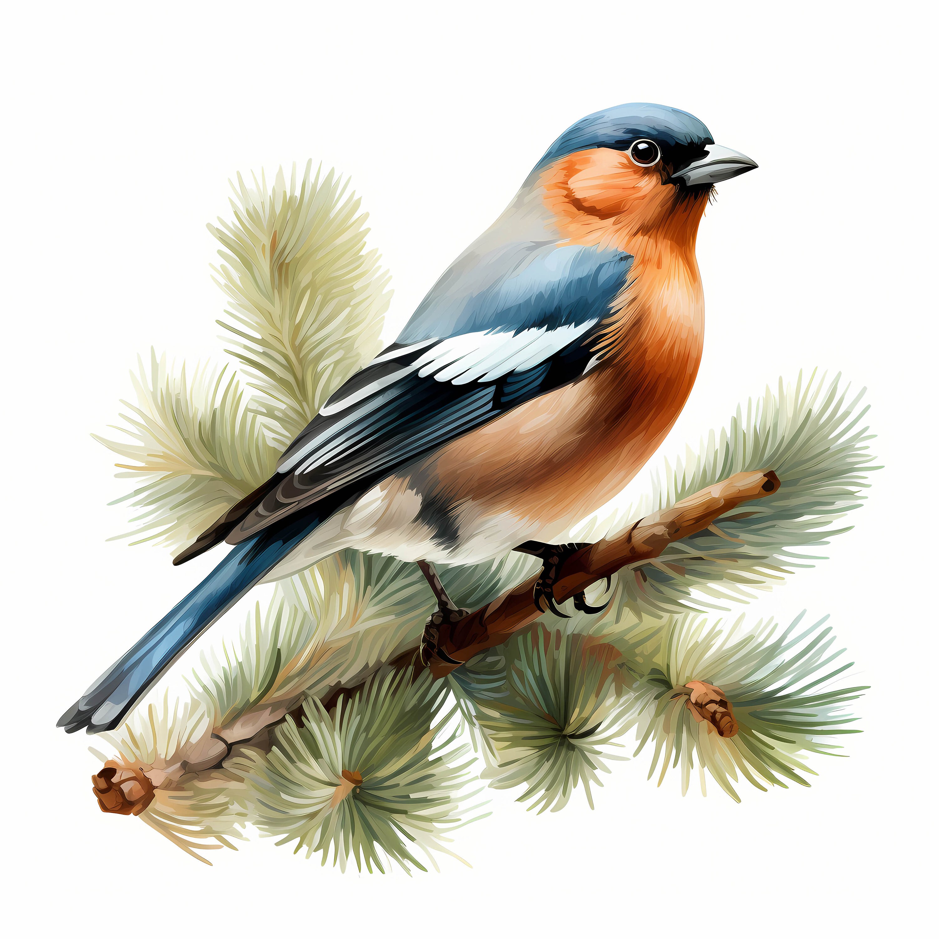 Chaffinch Watercolor Clipart Bundle, Colorful Chaffinch Set, Nursery ...