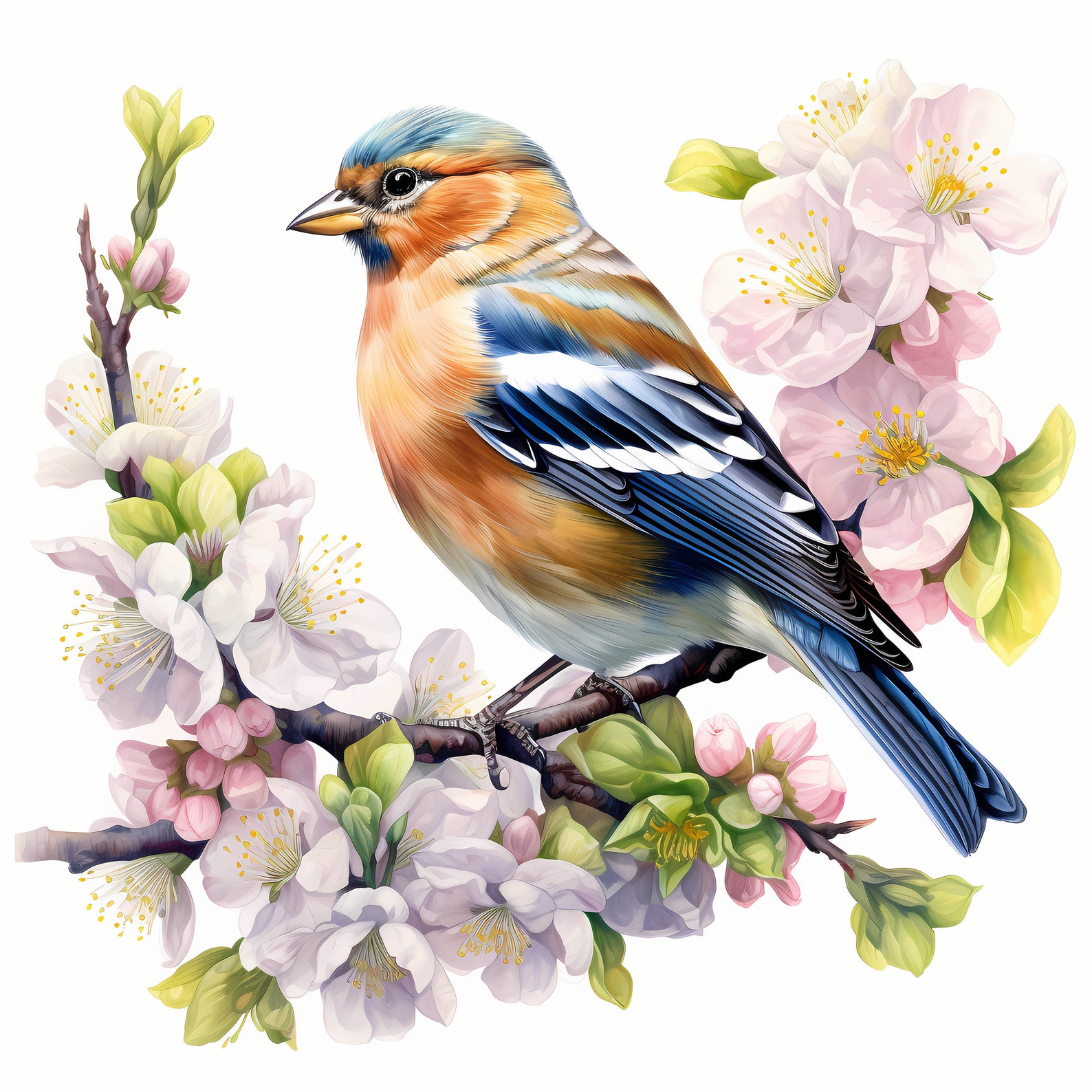 Chaffinch Watercolor Clipart Bundle, Colorful Chaffinch Set, Nursery ...