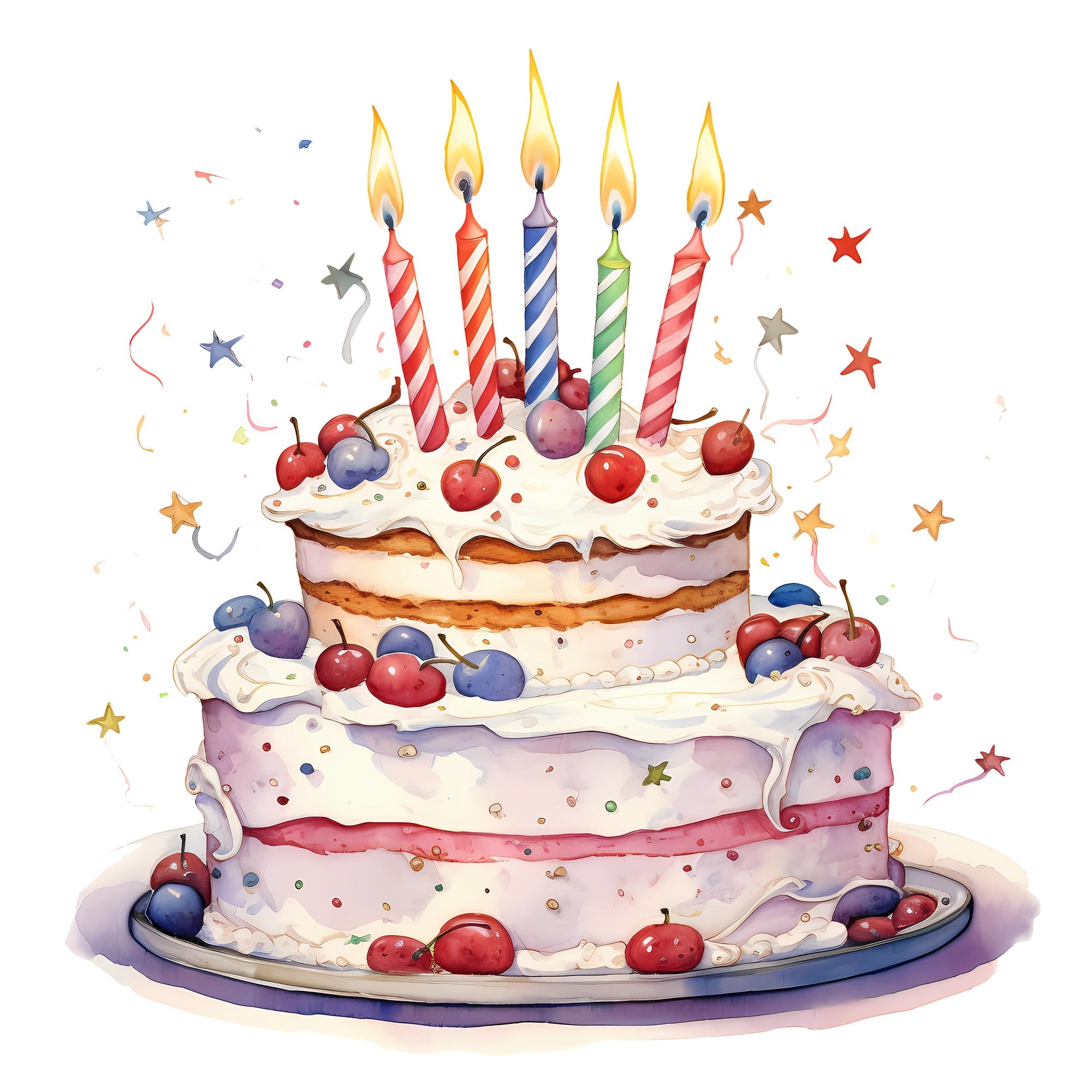 Birthday Cake With Candles PNG Clipart Bundle Birthday Cake - Etsy