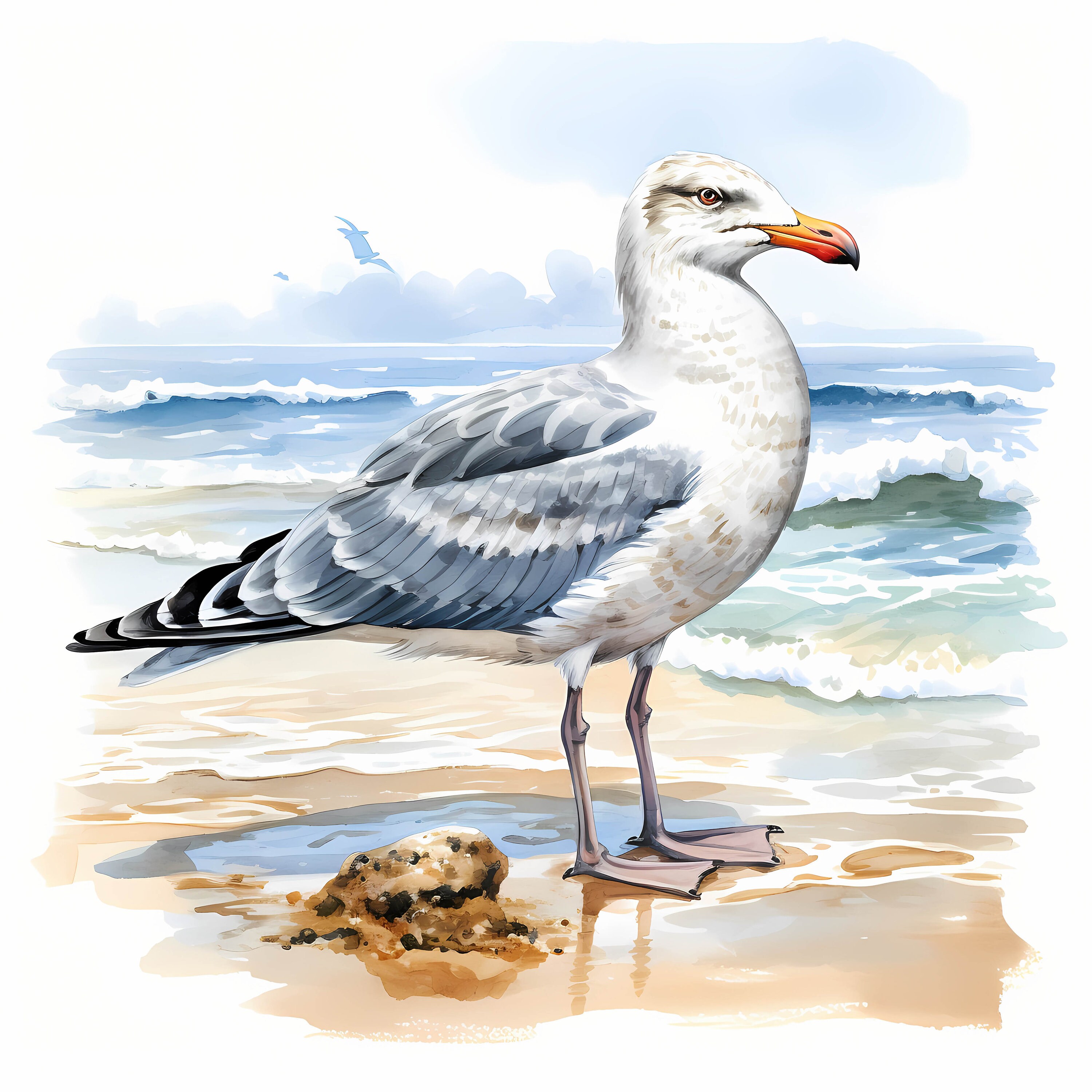 Seagull Watercolor Clipart Bundle, Cute Colorful Seagull Set, Nursery ...