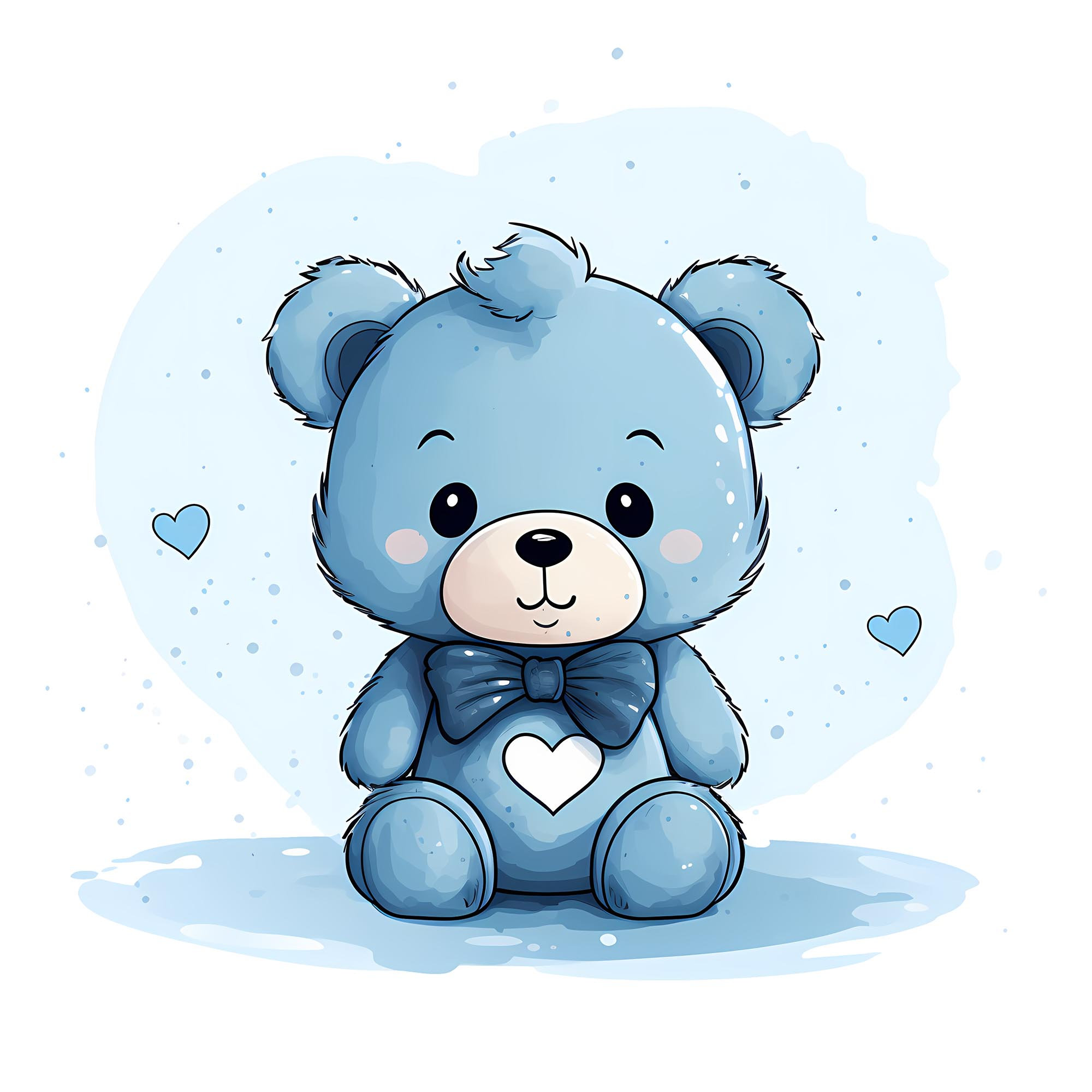 Cute Blue Teddy Bear Watercolor PNG Clipart Teddy Bear - Etsy
