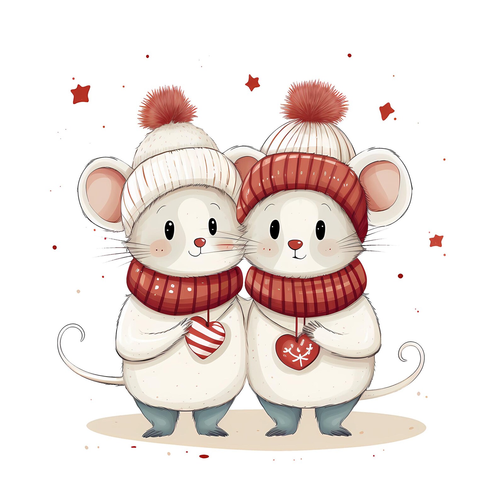 Christmas Mouse Watercolor PNG Clipart, Funny Mouse Clipart, Happy Mice ...