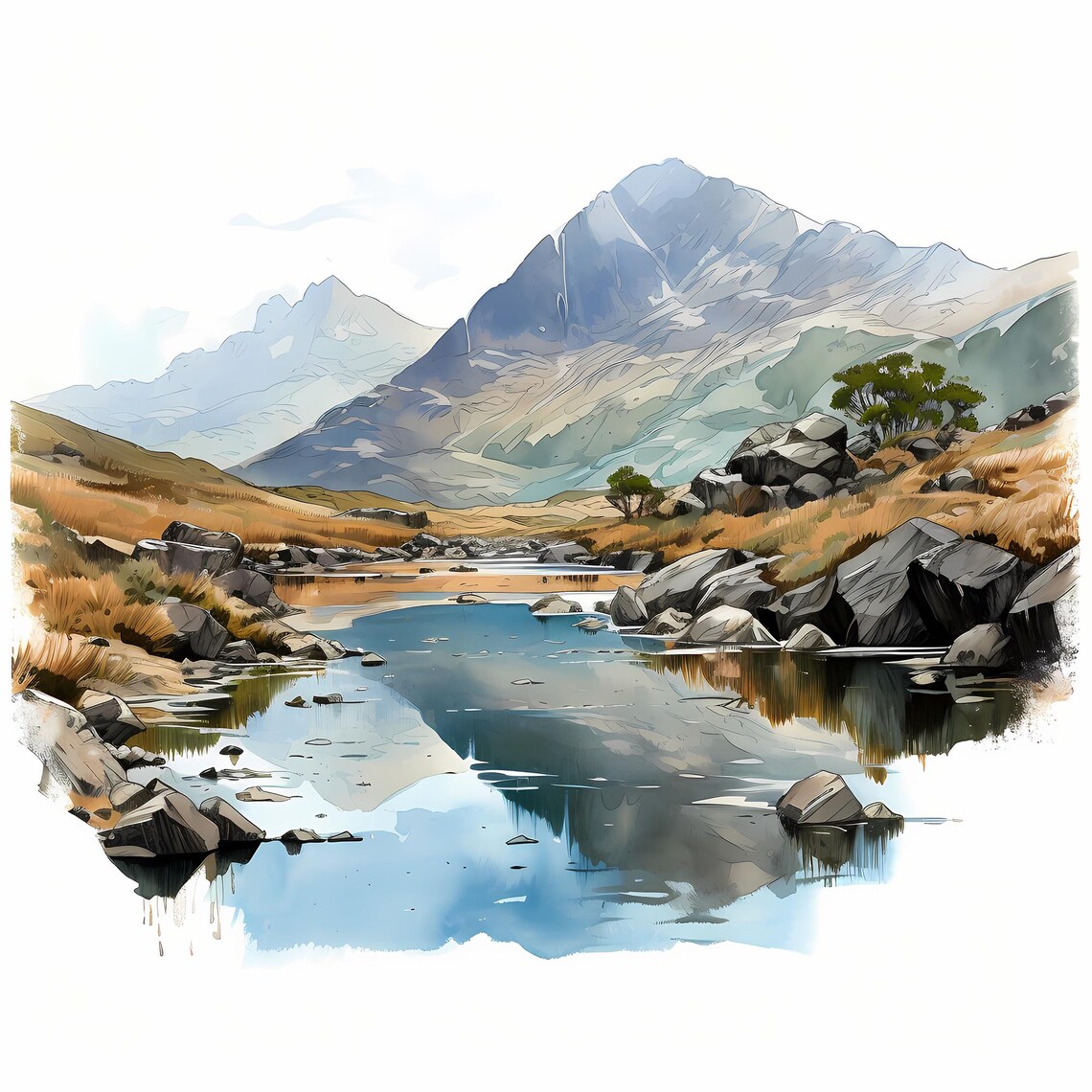 Snowdonia National Park Watercolor Sketch Snowdonia National - Etsy