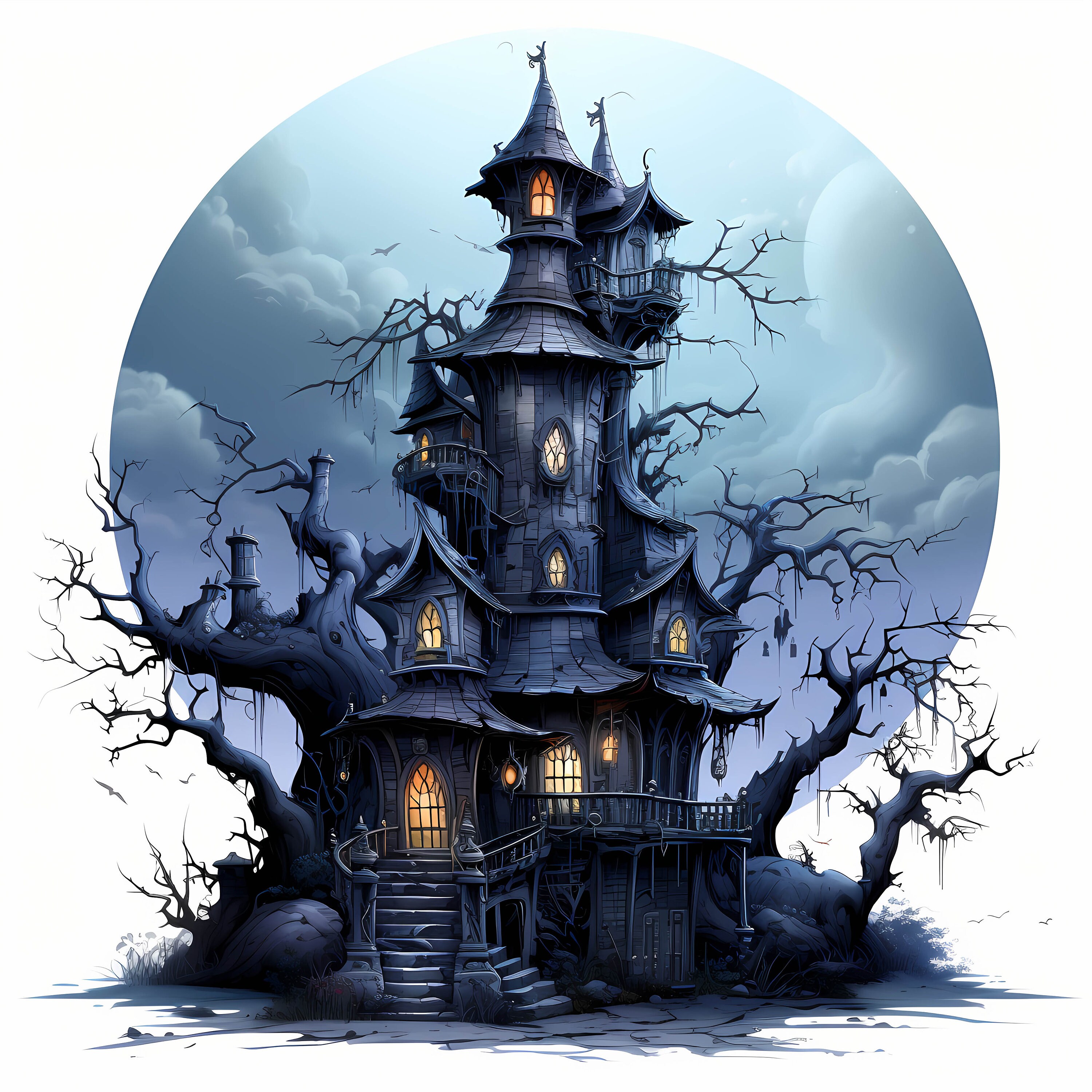 Halloween Spooky Witch House Watercolor Clipart Bundle, Spooky Witch ...