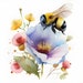 Watercolor Honey Bee Clipart, Spring Garden Bee Clipart, Wild Flowers ...
