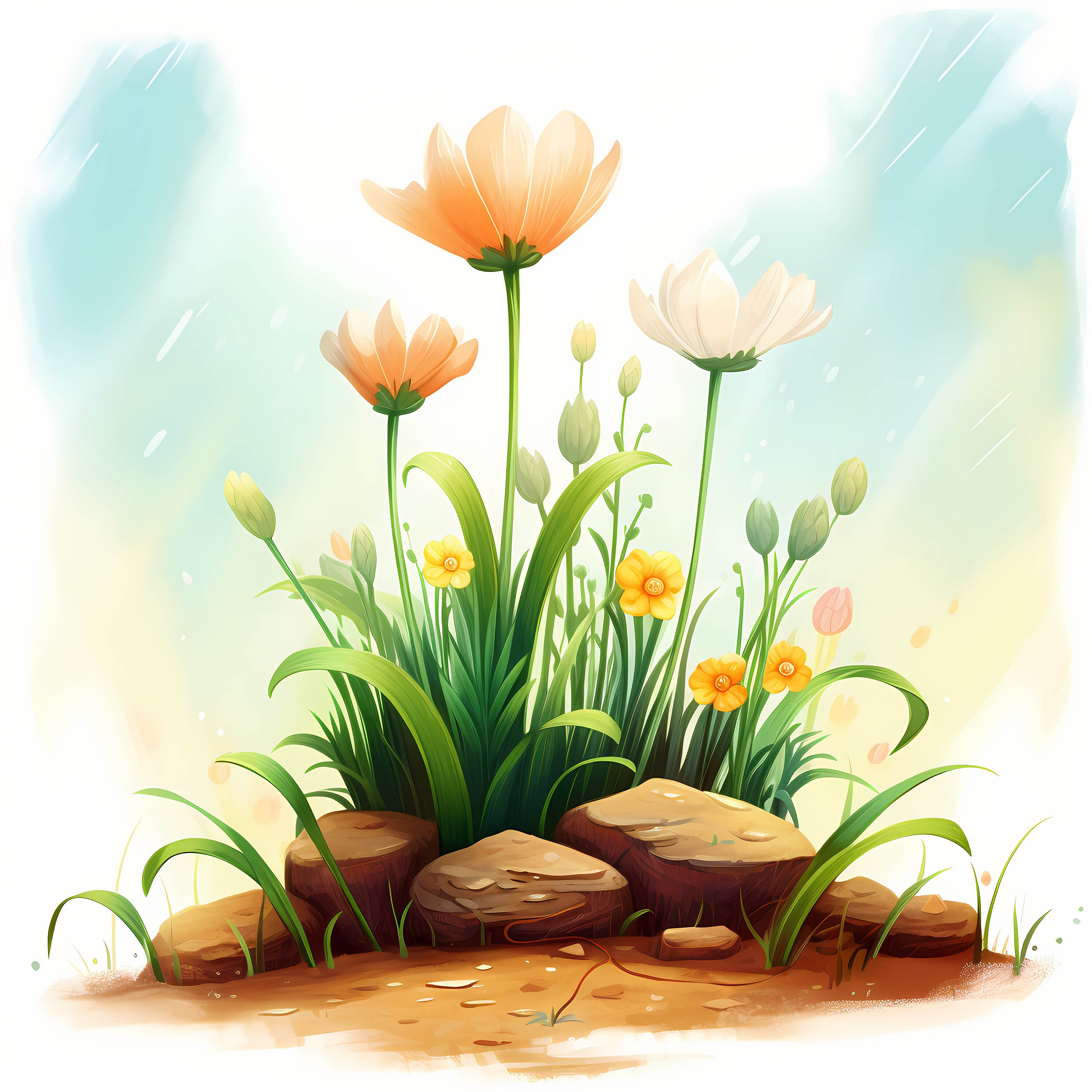 Spring Flowers Watercolor Clipart, Watercolor Floral Daisy Bundle ...