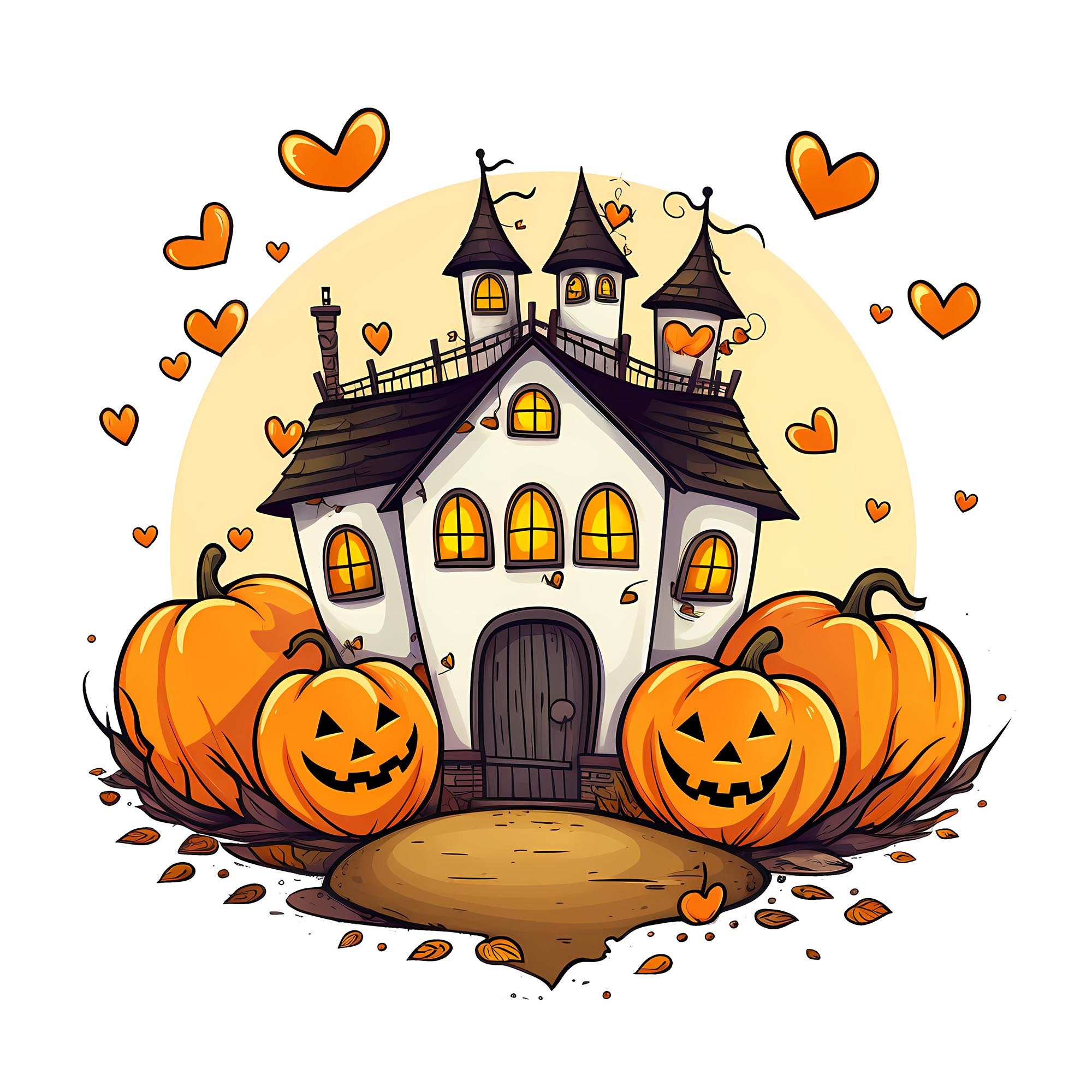 Halloween Pumpkin House Watercolor PNG Clipart Bundle, Fairy Haouse ...